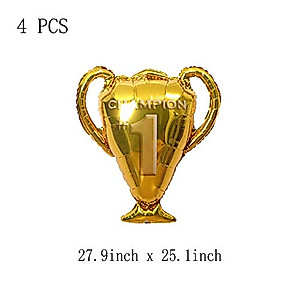 4 Pcs 28x25 inch Champion Trophy Aluminum Foil Balloon for Sport Basketball Football Anniversary Birthday Party Decor Supplies