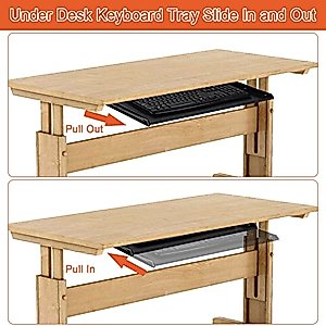 Lilithye Keyboard Tray Under Desk Drawer, 21.6 x 10.2inch Ergonomic Keyboard Tray Heavy-Duty Metal Slide-Out Platform Keyboard Tray for Home Office Computer Desk (Black)