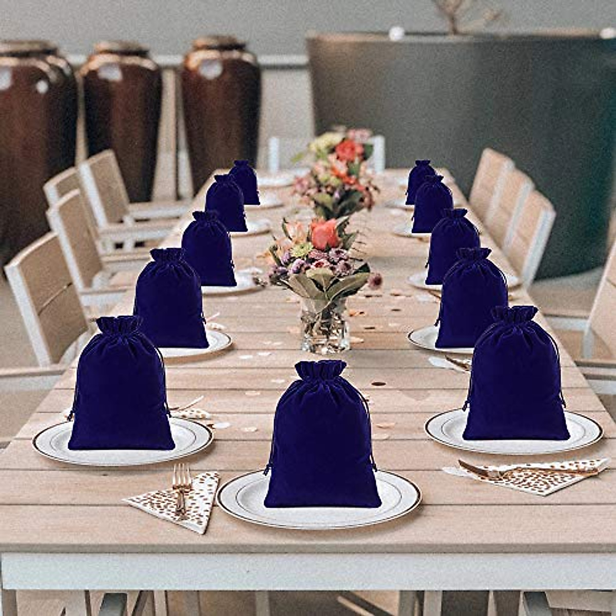 Lucky Monet 25/50/100PCS Velvet Drawstring Bags Jewelry Pouches for Christmas Birthday Party Wedding Favors Gift Candy Headphones Art and DIY Craft (50Pcs, Royal Blue, 5” x 7”)