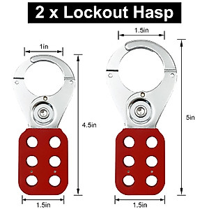 Lockout Tagout Kit Electrical Loto - Group Lockout Hasps, Lockout Tags, Safety Padlocks with Number, Nylon Ties with Pocket Bag(Red Kit)