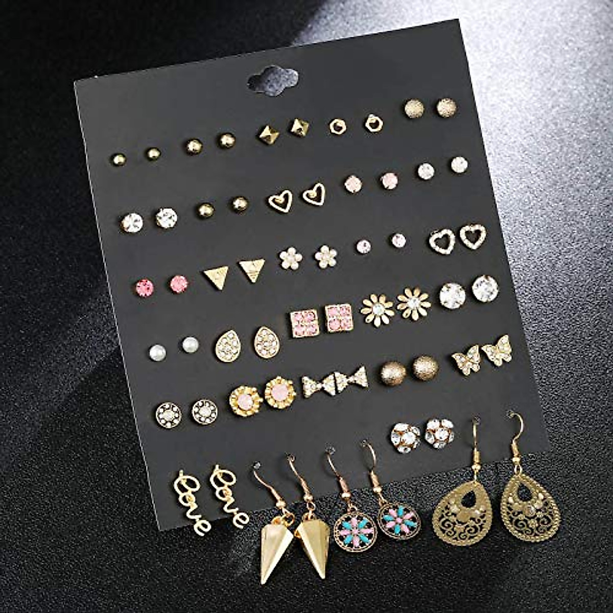 90 Pairs Earrings for Women Studs Set Assorted Earrings Stud Earrings Set Bow Ball Faux Pearl Earrings Set Simple Earring Set
