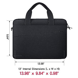13 Inch Laptop Sleeve Shoulder Bag Compatible with MacBook 13.6" M2 A2681, 13.3 Air Pro M1/M2 A2338 A2337, 13.3" Chromebook Notebook Messenger Bag Carrying Case Briefcase for Men Women, Black