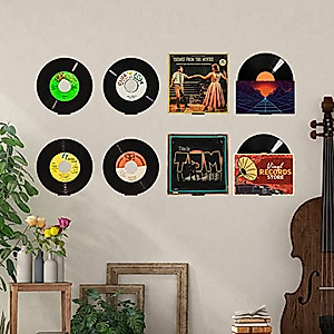 12 Pcs Vinyl Record Shelf Wall Mount Vinyl Holder Black Metal Floating Shelf for Albums Records Storage Display Home Wall Decor