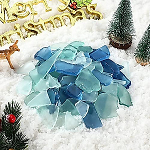 Sea Glass for Crafts Seaglass Pieces Decor Flat Frosted Sea Glass Vase Filler Crushed Sea Glass for Beach Wedding Party Decor Home Aquarium Decor DIY Art Craft Supplies (Blue, White, Green,11 Oz)