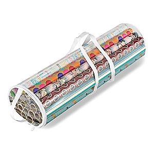 Whitmor Clear Zippered Storage Rolls Gift Wrap Organizer, 25 Count (Pack of 1)