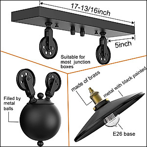 WINSOON Dining Room Light Fixture 3 Pack Light for Kitchen Island, Pulley Pool Table Light Fixture, Rustic Farmhouse Chandeliers for Dining Room Foyer Hallway