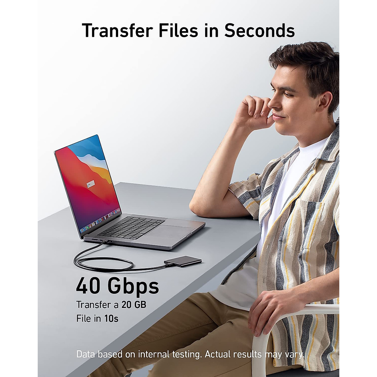 Anker USB C Hub, 556 USB-C Hub (USB4, 8-in-1) with 1.6ft USB4 Cable, 10 Gbps USB-C and USB-A Data Ports, 8K HDMI and DisplayPort & Anker 515 USB 4 Cable 3.3 ft, Supports 8K HD Display