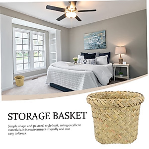 ChildWeet Rattan Laundry Hamper Trash Can, Black, Open-Top