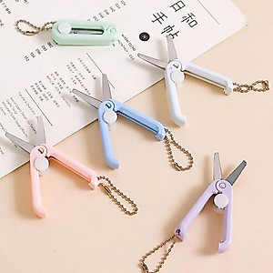 Folding Scissors Pocket Mini Scissor with Keychain for Cutting Portable Travel Scissors Foldable Telescopic Cutter, Scrapbooking, Crafting, Sewing