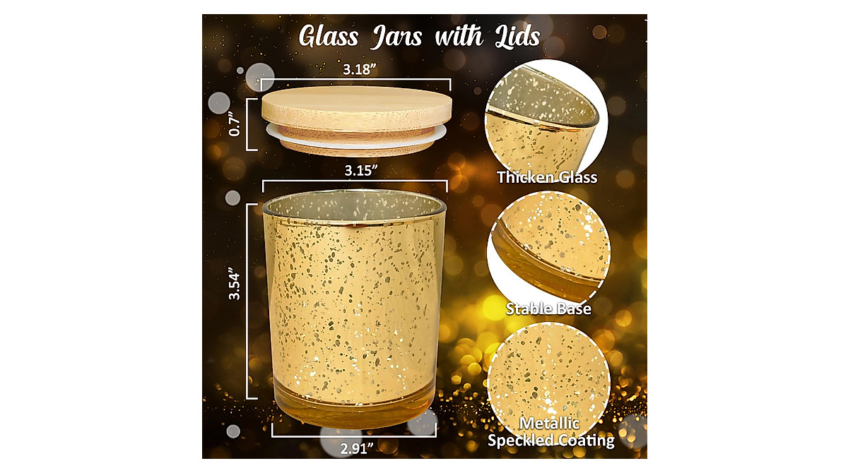 SUPMIND 12 Pack Gold Glass Candle Jars for Weddings & Events