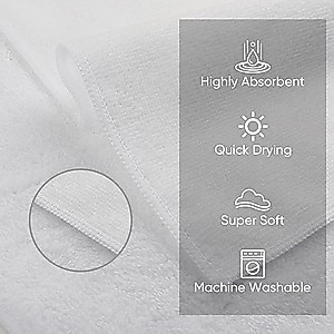 HOMEXCEL Microfiber Washcloths 12 Pack, Highly Absorbent and Soft Face Towel, Multi-Purpose White Wash Cloths for Bathroom, Hotel, Spa, Gym, and Kitchen, 12x12 Inch