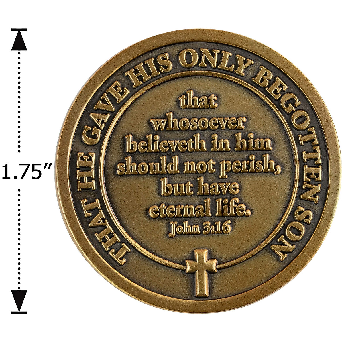 Jesus Coin, Bulk Pack of 10, Head of Christ by Warner Sallman Challenge Coin, Easter Handout, KJV Bible Verse Prayer Token, Antique Gold Plated Catholic and Christian Religious Jesus Picture Coin