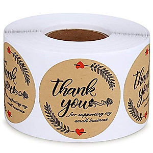 Poxoke Thank You Stickers Small Business Roll 2 Inch 500Count Craft Floral Designed