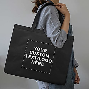 DISCOUNT PROMOS Jumbo Sized Tote Bags Set of 100, Bulk Pack - Grocery, Shopping, Travel, Carry on Bag, Totes for Women, Reusable, Black