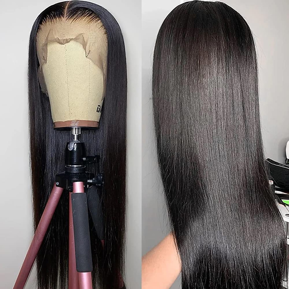 UNANCY Straight Lace Front Wigs Human Hair Pre Plucked Hairline Glueless 180% Density 13×4 HD Transparent Wigs for Women Human Hair with Baby Hair Natural Color (24 Inch)