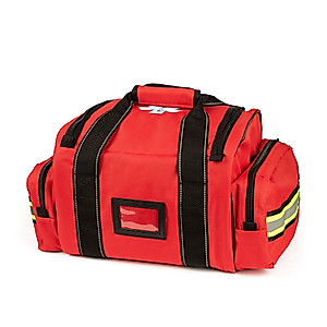 Scherber Fully-Stocked First Responder Bag | Professional EMT/EMS Trauma & Bleeding Medical Kit | HSA/FSA Approved | CAT Tourniquet, HyFin Chest Seal, Israeli Bandage & 250+ First Aid Supplies (Red)