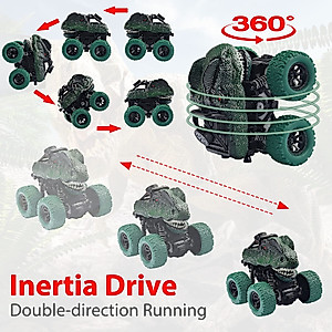 4 Pack Monster Truck Toys for Boys, Toddler Pull Back Cars Friction Powered Cars for Kids, Dinosaur Toys for 3 4 5 6 Year Old Boys Girls Christmas Birthday Party Gift for Kids