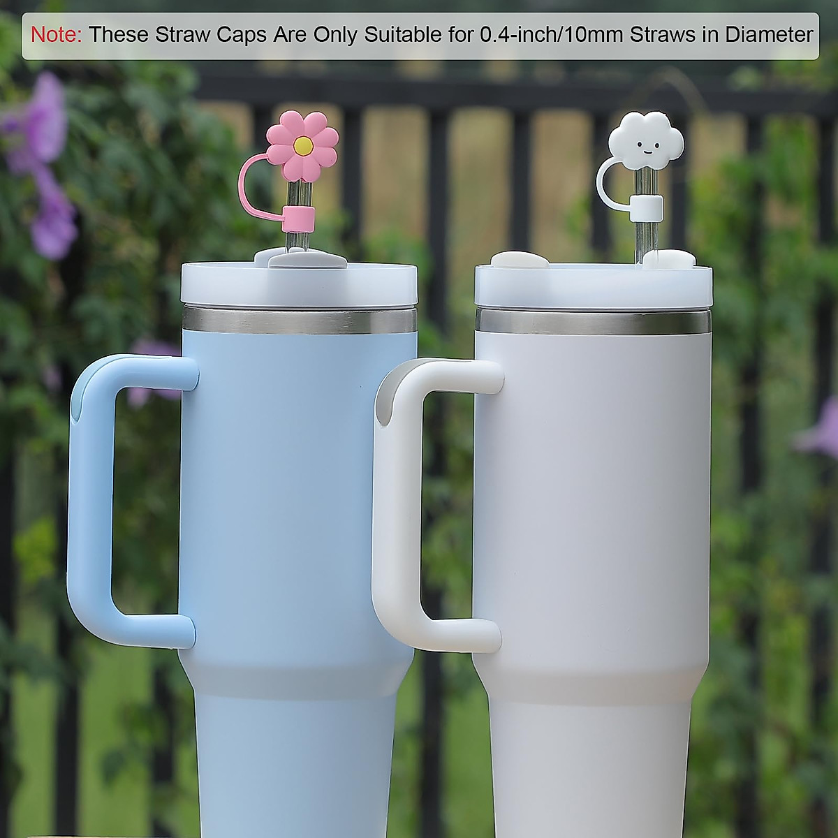 Straw Cover Cap for Stanley Cup - 4Pcs Cute Silicone 10mm Straw Toppers Compatible with Stanley 30&40 oz Tumblers