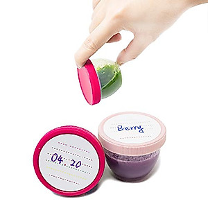 Youngever 18 Sets Baby Food Storage, 2 Ounce Baby Food Containers with Lids, 9 Pink Colors, with Lids Labels