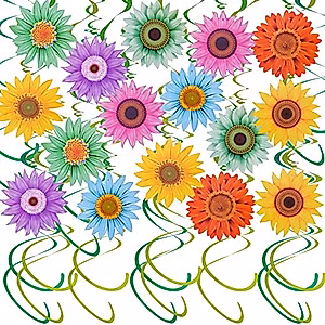 jiebor 30Pcs Spring Flower Hanging Swirl Sunflower Summer Themed Birthday Party Decorations for Shower Wedding Office Classroom Bedroom Home Ceiling Wall Party Supplies