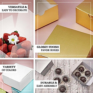 Efavormart 100pcs of 4x4x2 Gold Cake Box for Candy Treat Gift Wrap Box Party Favor Boxes for Bridal Shower Wedding Party