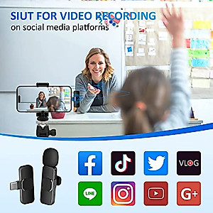 ABSGEEGA Wireless USB Lavalier Lapel Microphone for iPhone& iPad& Android Phones Professional Video Recording Lav Mic for YouTube Interview Vlog Livestream & Podcast(NO APP or Bluetooth)