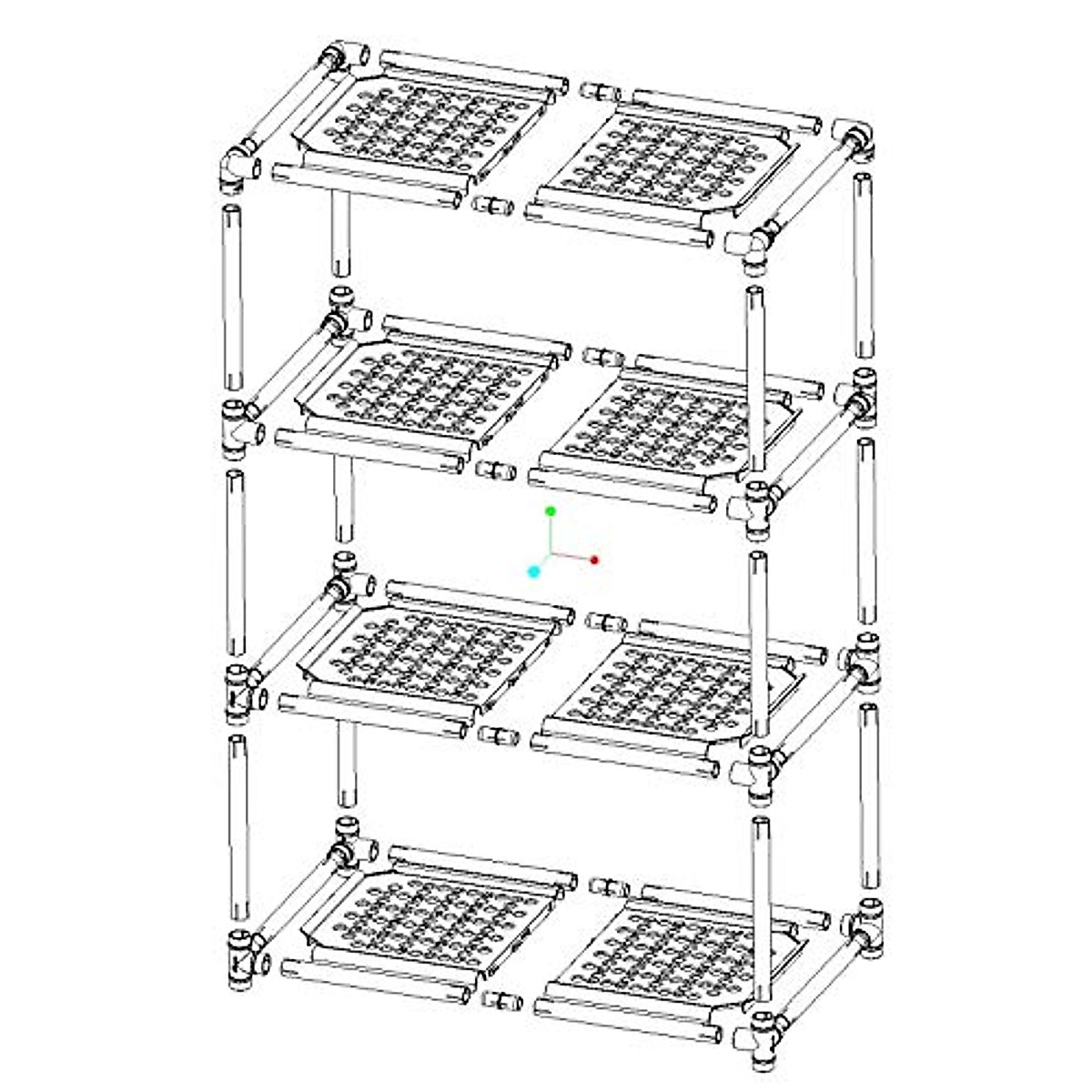 Cutequeen 12.6"×23.6"×36.2" 4-Shelf Tier Plastic Multi-Purpose Tool Holder Storage Shelf Shoe Storage Rack Light Duty Garage Storage Indoor and Outdoor (12.6"×23.6"×36.2")