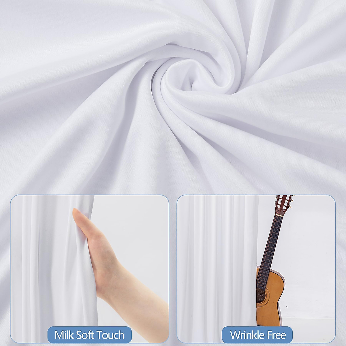 10x10ft White Backdrop Curtain for Parties Wrinkle Free Wedding Baby Shower Curtain Backdrops for Birthday Party Background Decorations White Fabric Drapes Photography Backdrop 5x10ft, 2 Panels