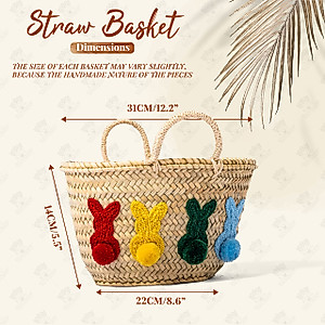 Personalized Easter Basket - Handmade Bunny Baskets with Custom Name, Cute Rabbit and Colorful Pompoms for Kids - Perfect for Easter Egg Hunt, Storage Candies, Spring Birthdays and Baby Showers