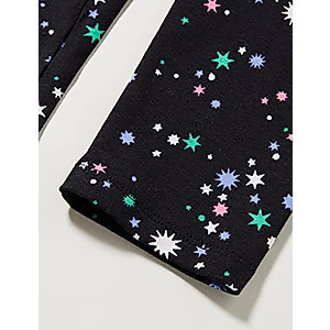 Amazon Essentials Girls' Leggings, Pack of 5, Aqua Green/Black Stars/Navy/Pink/Stripe, Medium