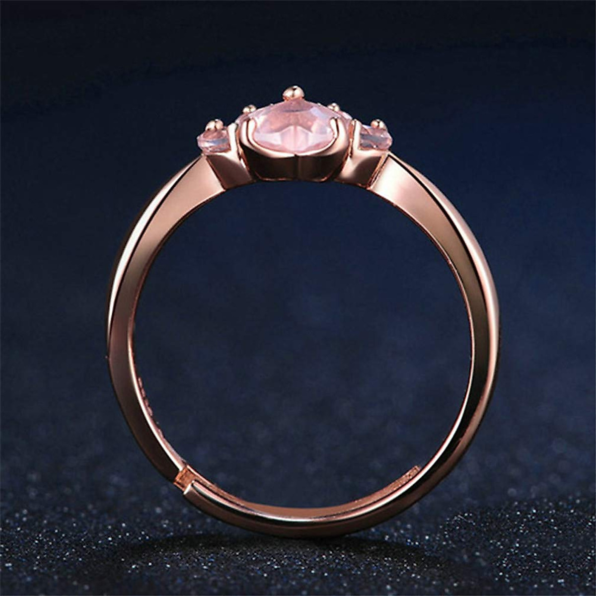 TraveT Crystal Cat Paw Ring Adjustable Pink Ring for Cat Lovers Women Rhinestone Zirconia Ring