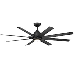 WAC Smart Fans Mocha XL Indoor and Outdoor 8-Blade Ceiling Fan 66in Matte Black with 3000K LED Light Kit and Remote Control works with Alexa and iOS or Android App