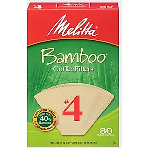 Melitta #4 Cone Coffee Filters, Bamboo, 80 Count