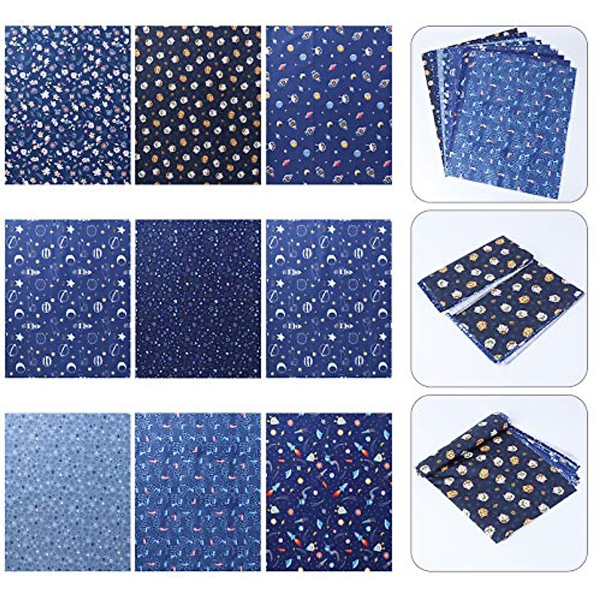 Healifty Floral Comforter 9Pcs Christmas Cotton Fabric Sheet Patchwork Cloth Quilting Precut Scraps Sewing Fabric for DIY Scrapbooking Mouth Cover Purse Bag Making 40x50cm (Blue) Floral Sheets