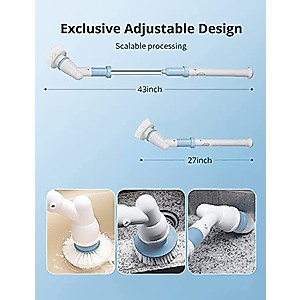 Bilim Cordless Long Handle Electric Mop, Household Cleaning Tool, Portable Spin Scrubber,for Bathroom/Wall/Tile Floor/Bathtub/Baseboard/Toilet/Kitchen
