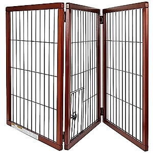 Carlson Pet Products Design Paw Extra Tall 62-Inch Super Wide 3 Panel Premium Wooden Pet Gate,Brown