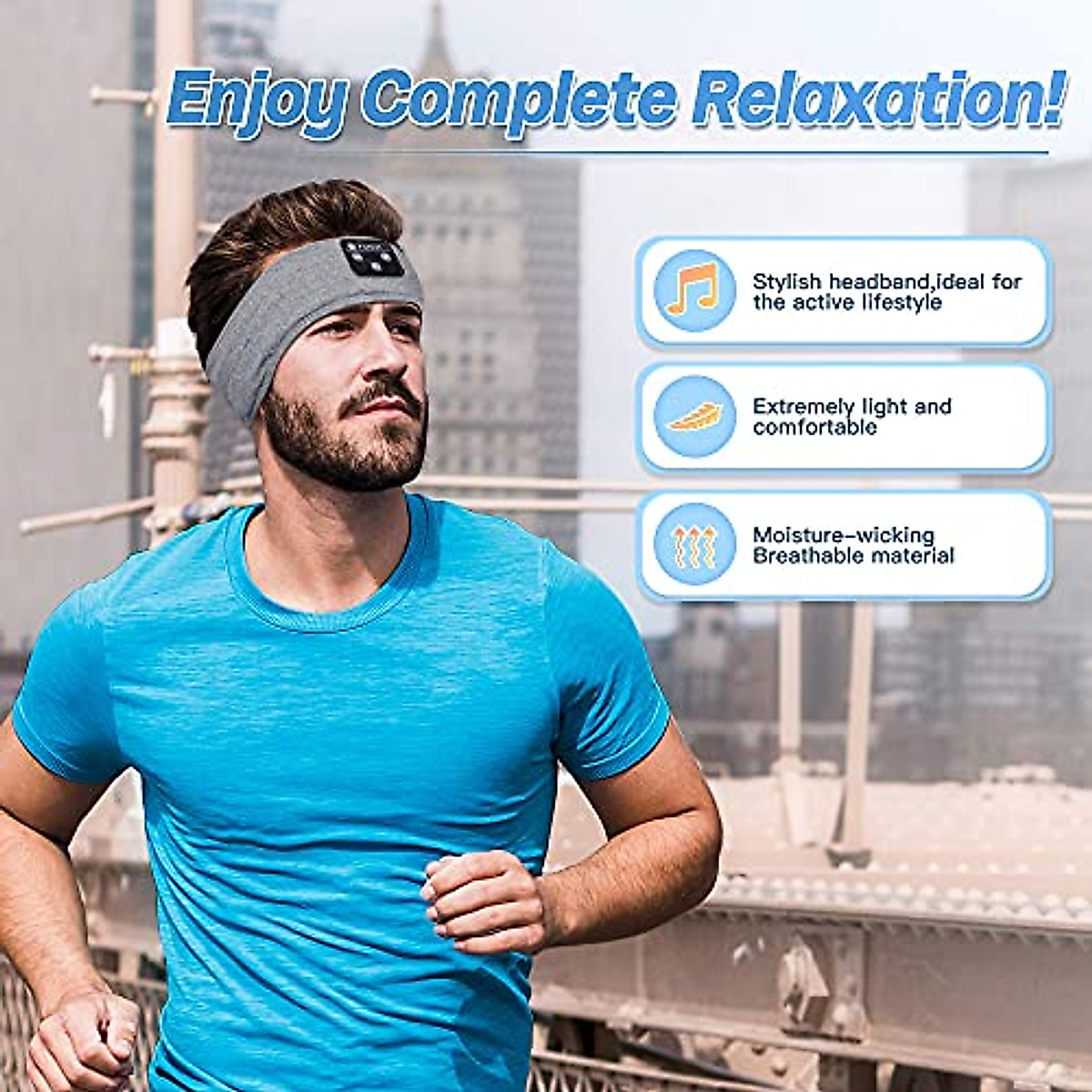 Lavince Sleep Headphones Bluetooth Sports Headband, Wireless Sports Headband Headphones with Ultra-Thin HD Stereo Speakers Perfect for Workout,Jogging,Yoga,Insomnia,Side Sleepers,Air Travel,Meditation