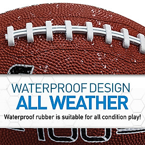 Franklin Sports Junior Football - Grip-Rite 100 - Kids Junior Size - Youth - Durable Outdoor Rubber Football - Classic Brown