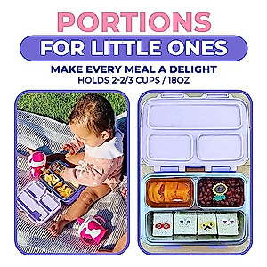 Unicorn Stainless Steel Bento Lunch Box for Toddler Girls, Insulated Lunch Bag Water Bottle Set for Kids. Snack Container for Small Children, Baby Girl, Toddlers Daycare Pre-School Lunches Purple