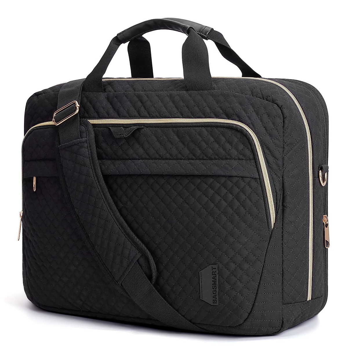 BAGSMART 17.3 Inch Laptop Bag, Large Expandable Briefcase for Women Business Office Travel Computer Bag Shoulder Bag Water Resistant Anti Theft Durable,Black Woven