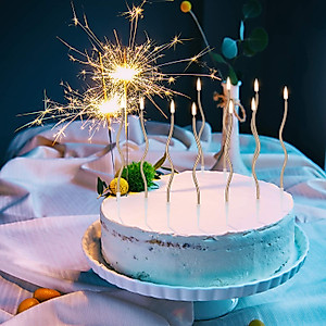 LUTER 24pcs Metallic Birthday Candles in Holders Spiral Birthday Cake Candles Long Thin Cupcake Candles for Birthday Wedding Party Decoration (Champagne)