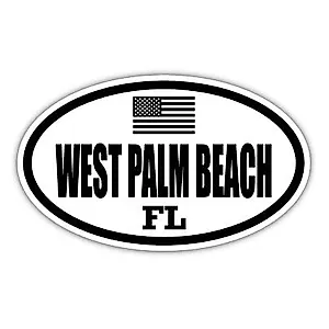 3 Pack Reflective West Palm Beach FL Florida Palm Beach County Stealthy US Flag Euro Decal Sticker Vinyl for Hard Hats, Bottles, Glass, Toolbox 2" x 3"