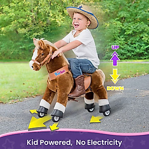 Smart Gear Pony Cycle Chocolate, Light Brown, or Brown Horse Riding Toy: 2 Sizes: World's First Simulated Riding Toy for Kids Age 4-9 Years Ponycycle Ride-on Medium