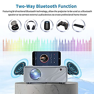 2023 New Mini Projector with 2.4/5G WiFi & Bilateral Bluetooth,7500LM FHD 1080P Native Outdoor Portable Video Projector with Android 9.0, 4K Home Theater Projector with HDMI/USB,Laptop,Phone,TV Stick
