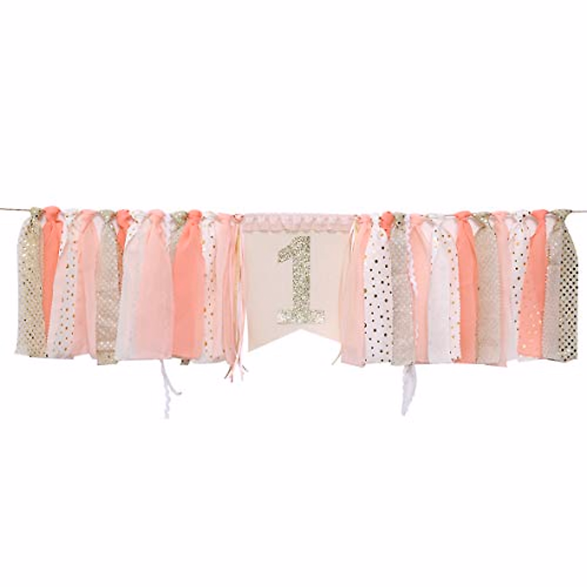 1st Birthday Banner For Baby - Pink Party Theme Pull Flag，highchair Banner - Flag On The Cake, Birthday Banner - Photo Booth Props, Cute Party Favor Supplies (Pink 1st banner)