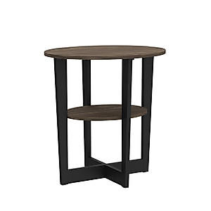 Furinno JAYA Oval End Side Night Stand/Bedside Table, 2-Pack, Columbia Walnut/Black