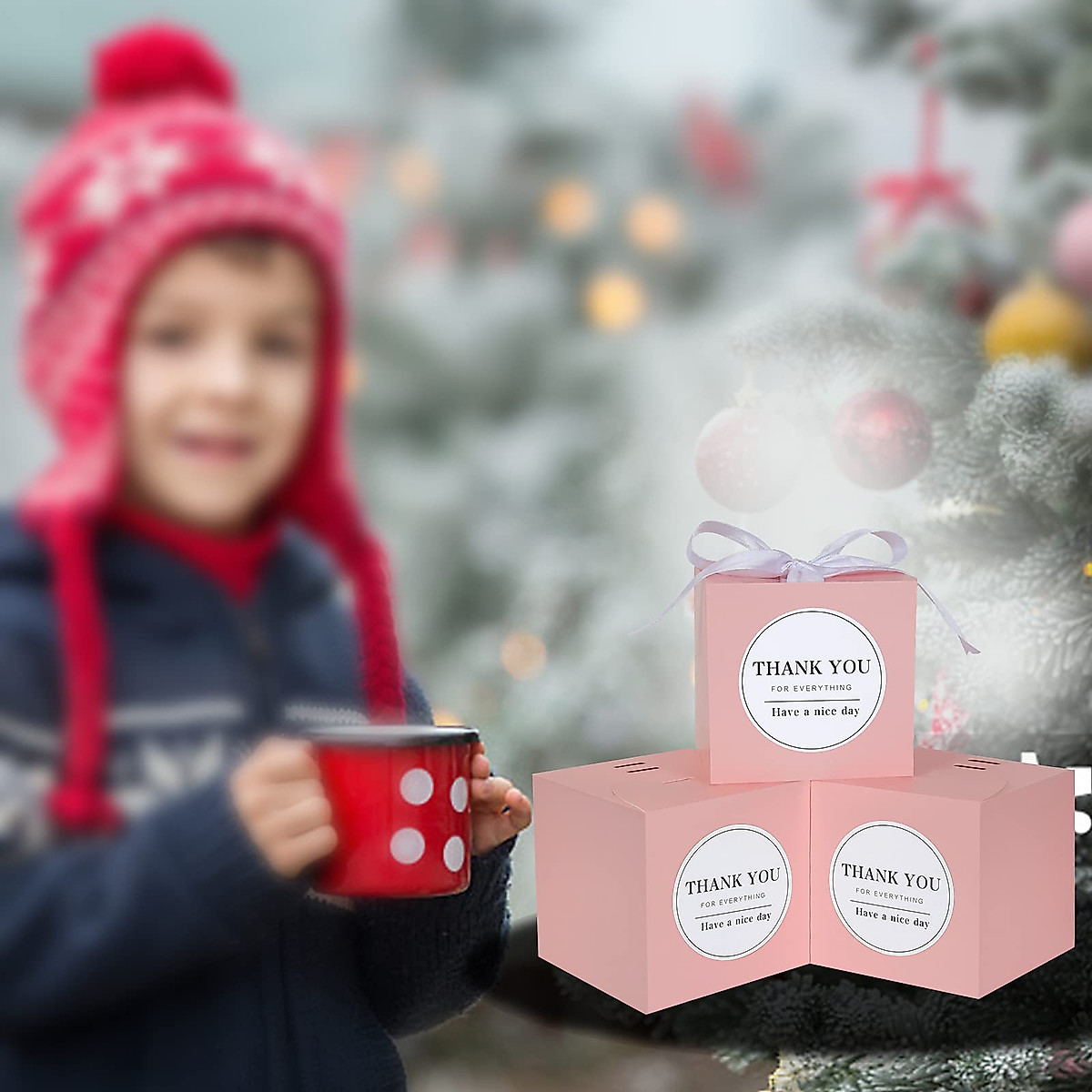 COTOPHER Pink Gift Boxes 4x4x4 inches 30 Pack Paper Gift Boxes with Lids for Gifts, Crafting, Wedding Party Favor, Cupcake Boxes, Bridesmaids Proposal Box,Small Gift Boxes with Ribbons and Stickers