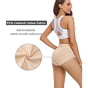 wirarpa Women's Postpartum Underwear High Waisted Ladies Cotton Panties Full Coverage Briefs 5 Pack Beige 2X-Large