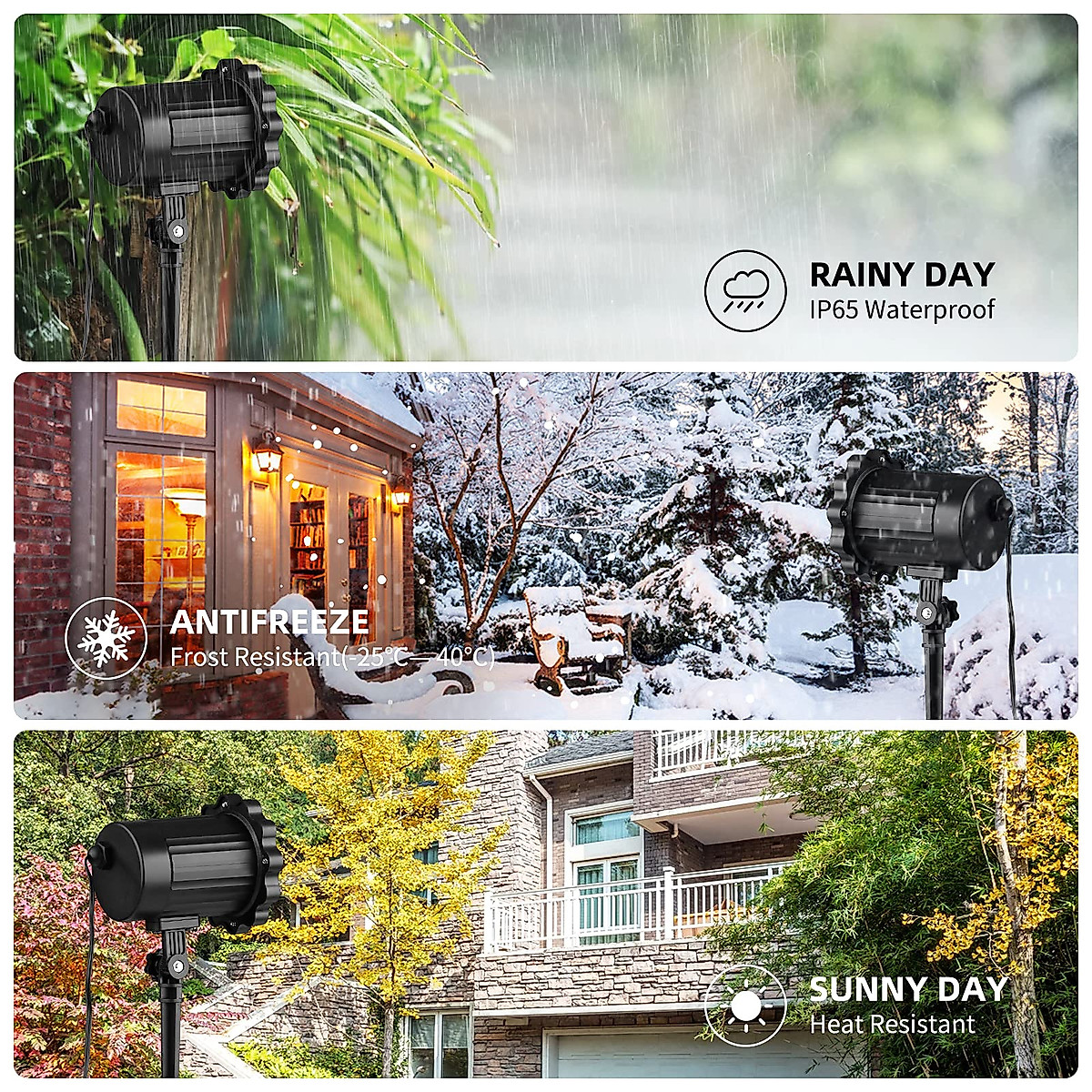 SYOND Christmas Snowflake Projector Lights Outdoor Indoor, Highlight White Snow LED Snowfall Show Projection Lamp,IP65 Waterproof Decorative Lighting for Xmas Home Party Wedding Garden Patio Landscape