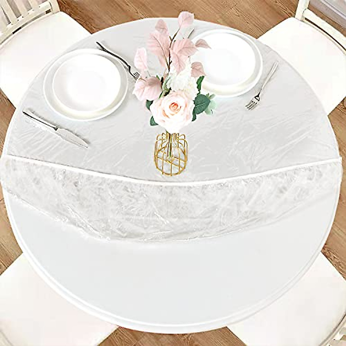 LUSHVIDA Round Waterproof Table Cover Elastic Tablecloth Vinyl Fitted Table Cover Elastic Edged Plastic Table Cover Fits Tables up to 36"-44" R Clear